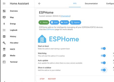 esphome not showing on sidebar esphome home assistant community