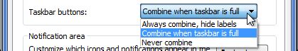 Combine Taskbar Buttons In Windows 7