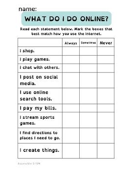 STEM Computer Science The Internet What Do I Do Online TPT