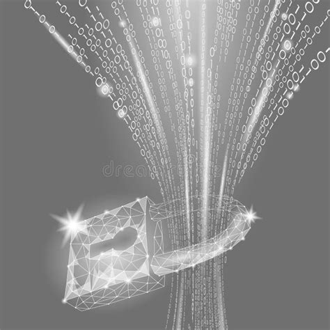 Cyber Safety Padlock On Data Mass Internet Security Lock Information Privacy Low Poly Polygonal