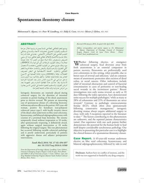 PDF Spontaneous Ileostomy Closure