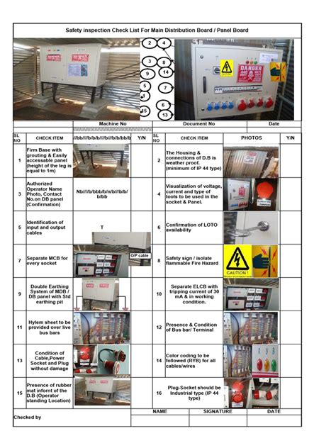 Hse Check List For Main Distribution Board Panel Board Pdf Electrical Connector Ac Power