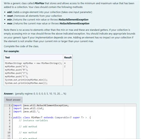 Solved Write A Generic Class Called Minmax That Stores And