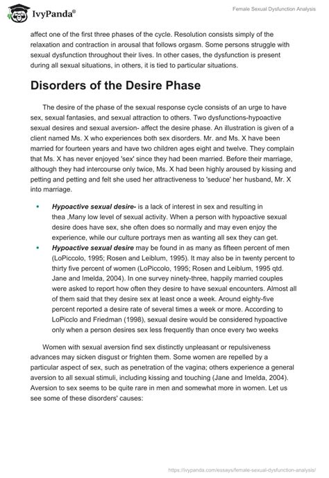 Female Sexual Dysfunction Analysis 2261 Words Research Paper Example