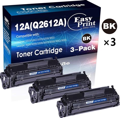 3 Pack Black Compatible 12a Q2612a Toner Cartridge 2612a