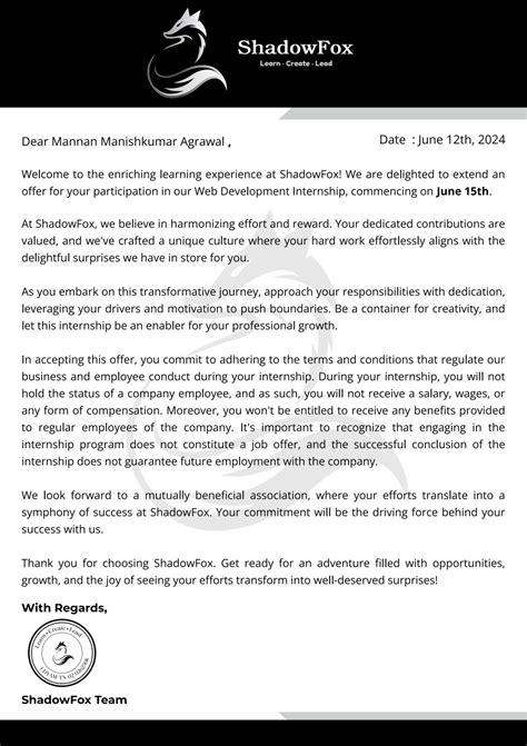 Mannan Agrawal On Linkedin Thank You So Much For Offering Me The Web Development Internship At