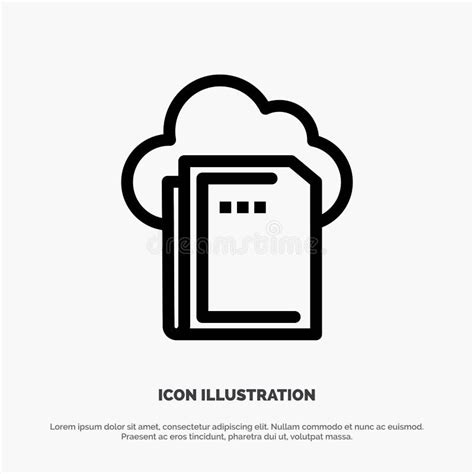 Cloud File Data Computing Vector Line Icon Stock Vector
