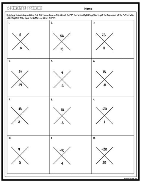 X Factor Practice By Beyond The Math Tpt