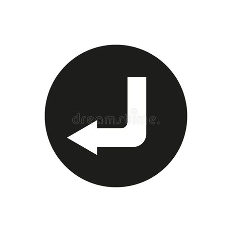 Corner Down Left Arrow Soft Angular Sign Black Circle Navigation App Element Vector