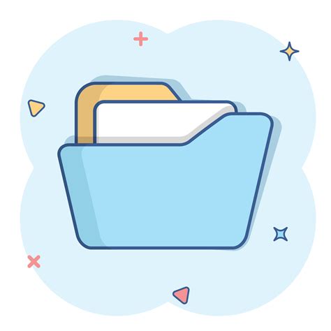File Folder Icon In Comic Style Documents Archive Vector Cartoon Illustration On White Isolated