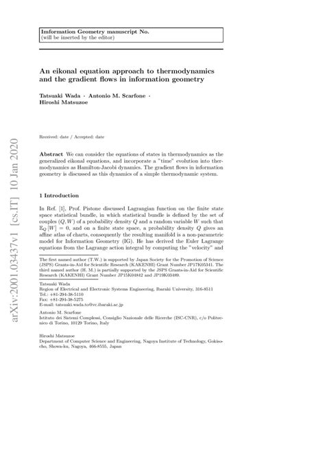 An Eikonal Equation Approach To Thermodynamics And The Gradient Flows