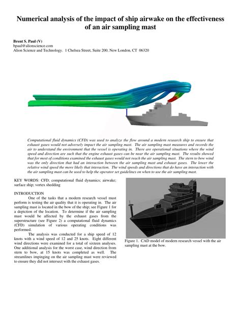 Pdf Numerical Analysis Of The Impact Of Ship Airwake On The Effectiveness Of An Air Sampling Mast