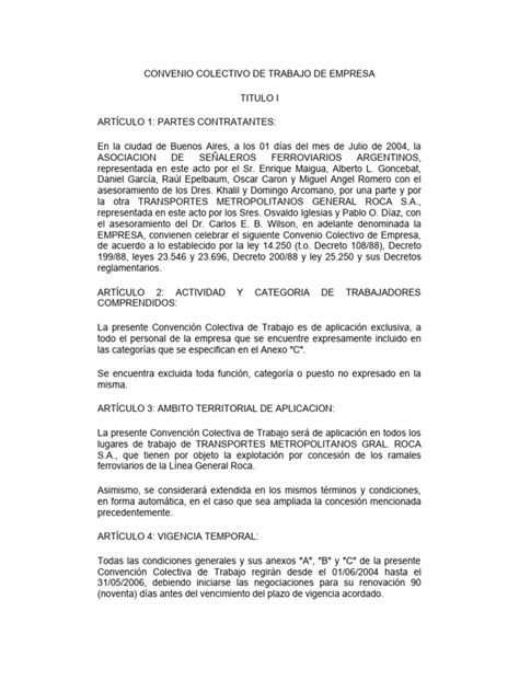 Convenio Colectivo De Trabajo De Empresa Descargar Gratis Pdf
