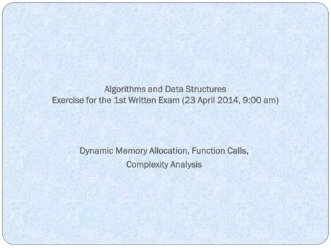 Ppt Dynamic Memory Allocation Function Calls Complexity Analysis