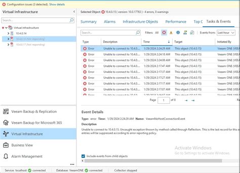 Onboarded Server On Veeamone Appears Greyed Out And Shows Error Uncaught Exception Thrown By