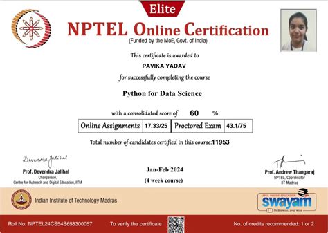 Completed Python For Data Science Course At Iit Madras Pavika Yadav Posted On The Topic Linkedin