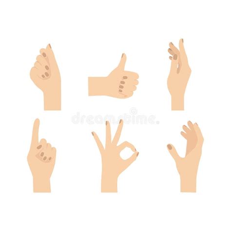 Woman Hands Hand Gestures Flat Hand Poses Stock Vector Illustration