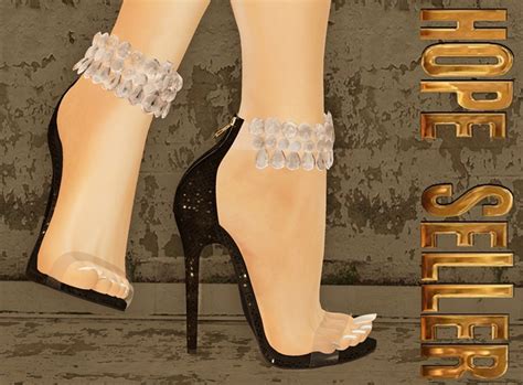 Second Life Marketplace Hs Diamond Clear Sandals Black