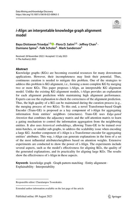 Pdf I Align An Interpretable Knowledge Graph Alignment Model