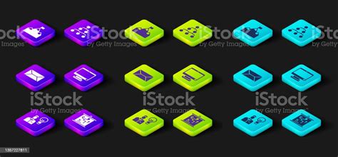 램프 전구 계획 전략 개념 봉투 컴퓨터 모니터 계층 구조 오르간 차트 및 산 플래그 아이콘으로 인간을 설정합니다 벡터 3차원 형태에 대한 스톡 벡터 아트 및 기타 이미지