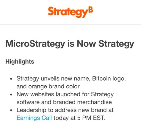 Microstrategy Rebrands To Strategy With New Bitcoin Logo And Orange Color Earnings Call At 5 Pm
