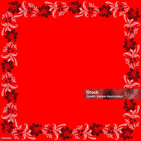 민족 스타일 정체성 Vyshyvanka 인쇄 옷 웹 사이트 배너에 대한 자수로 우크라이나 꽃 장식의 벡터 그림 배경 기하학적 디자인 테두리 복사 공간 프레임