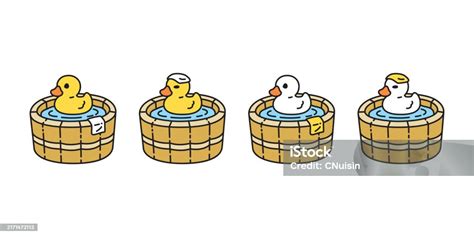 오리 벡터 샤워 목욕 오크 배럴 수영 아이콘 스카프 로고 만화 캐릭터 노란색 고무 오리 새 닭 기호 낙서 절연 일러스트 레이 션 디자인 귀여운에 대한 스톡 벡터 아트 및