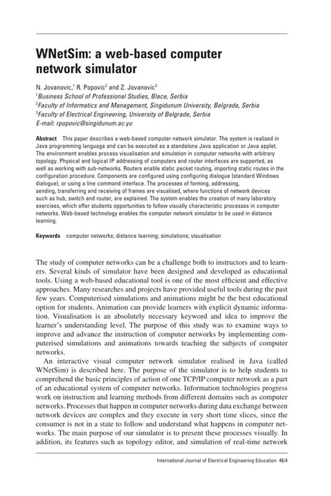 pdf wnetsim a web based computer network simulator