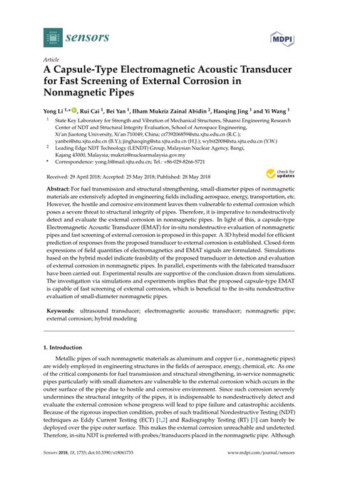 Pdf A Capsule Type Electromagnetic Acoustic Transducer For Fast