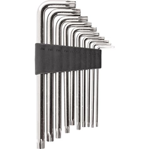 10pc Torx Security Set T9 T50 Cr V Carded