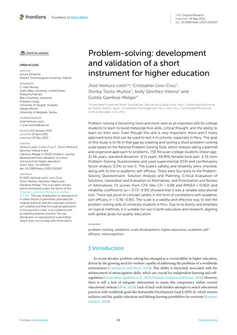pdf problem solving development and validation of a short instrument