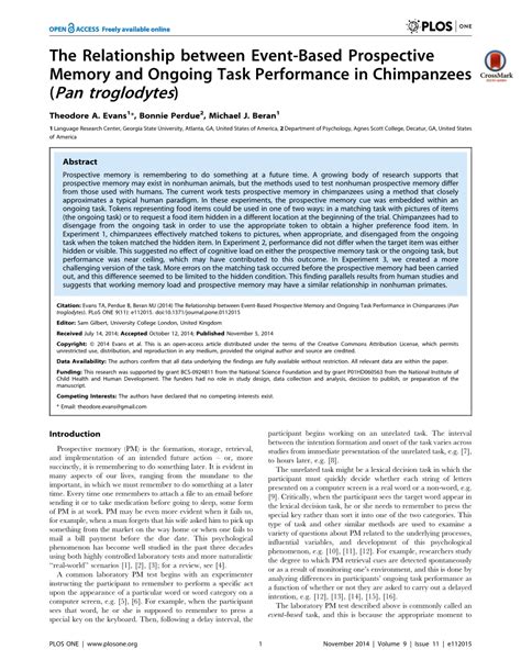 Pdf The Relationship Between Event Based Prospective Memory And Ongoing Task Performance In