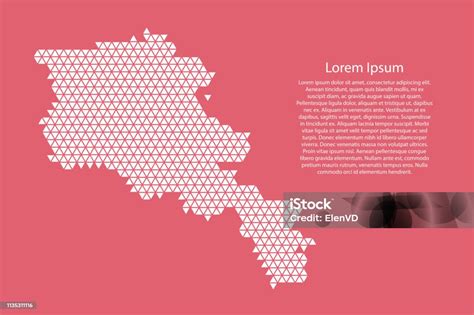 아르메니아 지도 배너 포스터 인사말 카드에 대 한 노드와 핑크 산호 색상 배경에 기하학적 패턴을 반복 흰색 삼각형에서 추상 회로도 벡터 일러스트입니다 3차원 형태에 대한
