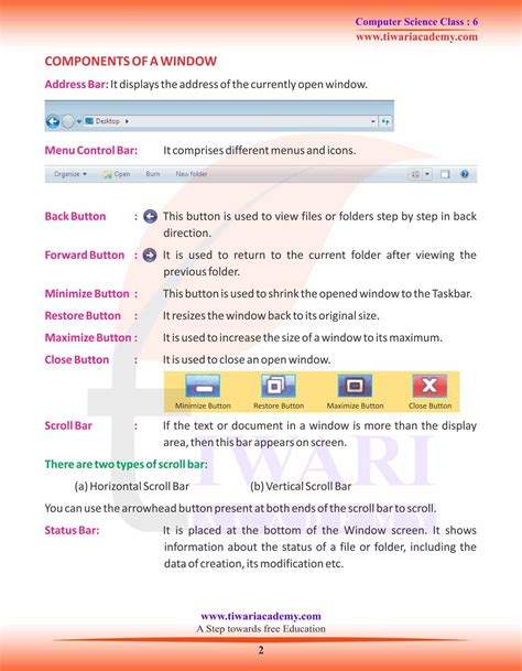 Class 6 Computer Science Chapter 2 Ms Windows