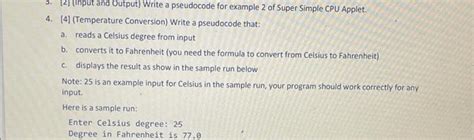 Solved 2 Input And Output Write A Pseudocode For Example