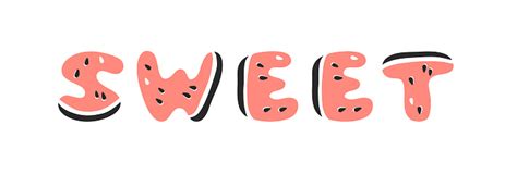 수박 Abc 만화 벡터 일러스트 과일 글꼴입니다 손으로 그린 그리기 채식 음식 실제 창조적 인 비건 예술 작품 수박 Abc와 단어 개념에 대한 스톡 벡터 아트 및 기타