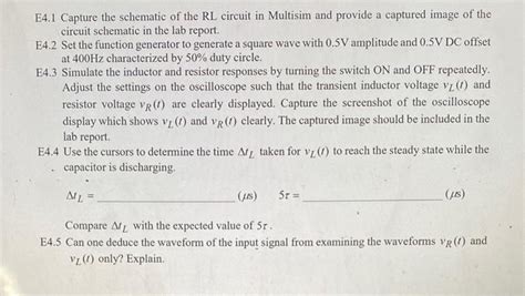 Solved Exercise Series RL Circuit With Square Wave Chegg