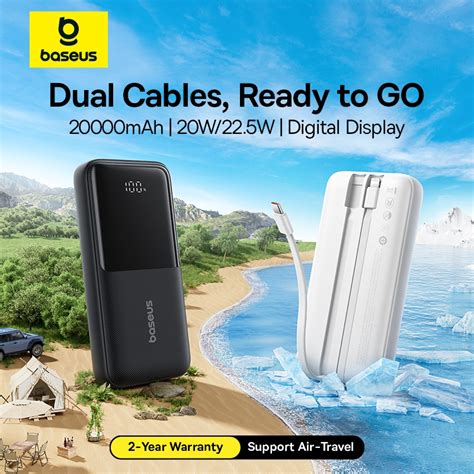 Baseus Lipow W MAh Dual Cable Power Bank With Digital Display Shopee Philippines