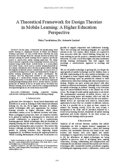 Pdf A Theoretical Framework For Design Theories In Mobile Learning A Higher Education Perspective