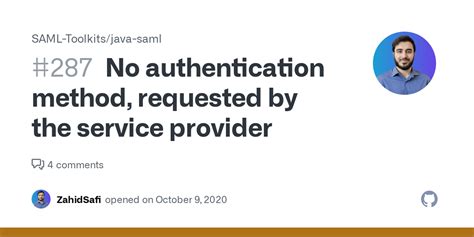 No Authentication Method Requested By The Service Provider Issue SAML Toolkits Java