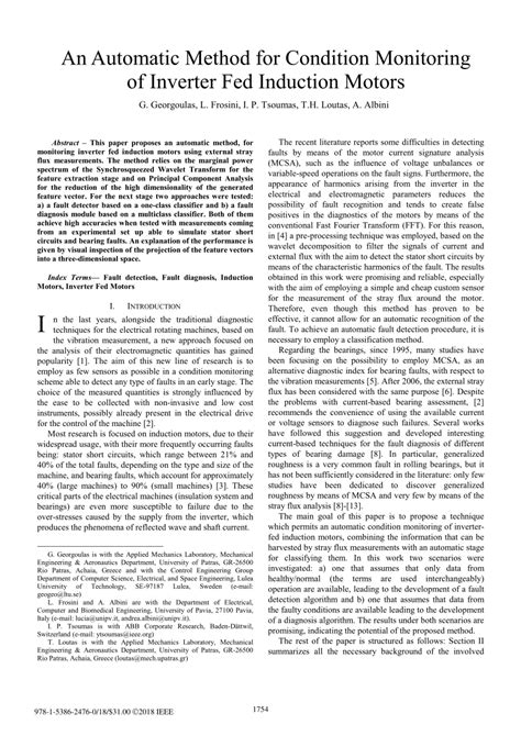 Pdf An Automatic Method For Condition Monitoring Of Inverter Fed Induction Motors