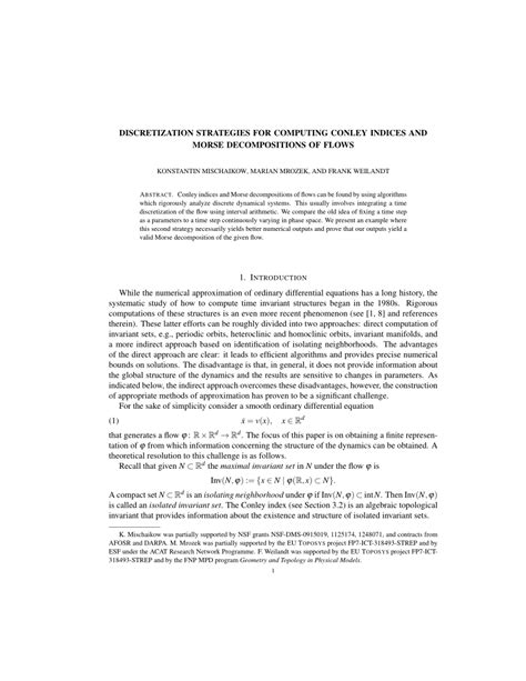 Pdf Discretization Strategies For Computing Conley Indices And Morse Decompositions Of Flows