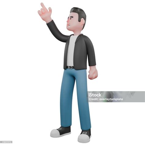 3d 만화 카메라맨 캐릭터의 창의적인 삽화 디자인 한 남성 카메라맨이 오른손을 위로 향하게 한 채 오른쪽을 바라보고 서 있다 그림 3차원 형태에 대한 스톡 사진 및 기타