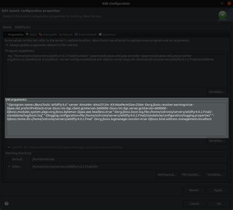How Update Or Add Jvm Args To Wildfly Server On Eclipse Java About