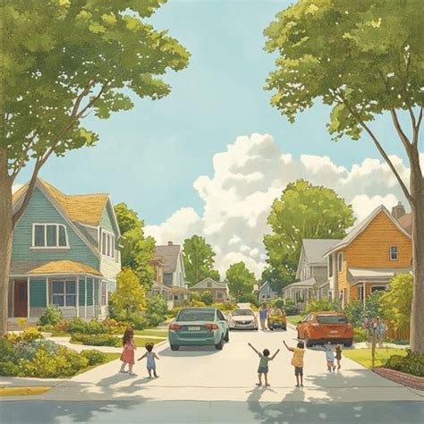 Free Suburban Street Scene Image Suburban Houses Street Download