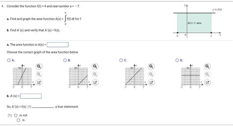 solved 4 consider the function f t 4 and real number a −7