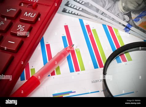 Stock Chart Calculator And Pen On Workplace Stock Photo Alamy