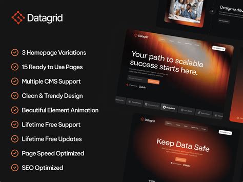 Datagrid Tech And Startup Website Framplates Framer Templates