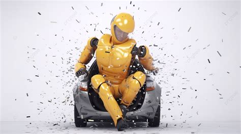 3d Rendering Of Air Bag Deployment During Crash Test With Dummy