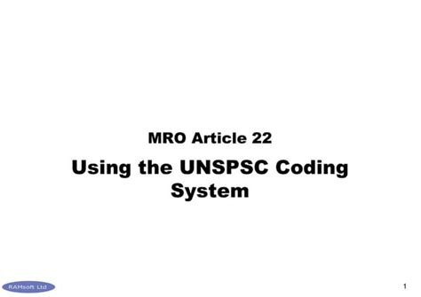 Using Unspsc Codes In The Mro Inventory System Pdf Business And Finance
